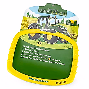 John Deere Kids Early Learning Activity Tablet - Read, Play, Press & Learn Electronic Activity Pad Reader With Removable Cards for Toddlers, ... & Answer Activity Desk (Press, Play & Learn)
