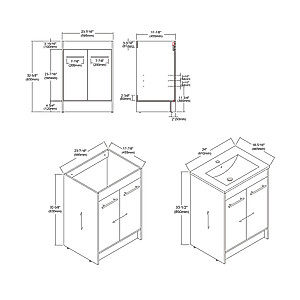 Dowell Oak Natural Bathroom Vanity with Ceramic Sink Combo, Modern Bathroom Cabinet with Soft-Close Door, Freestanding Single Bathroom Vanity Set (24 Inch)