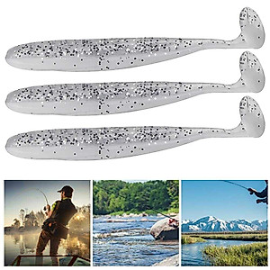 Demeras 20PCS Soft Fishing Lures Kit 7.5cm Plastic T-Tail Grub Worm Baits Artificial Fish Tackle Accessory for Freshwater Saltwater(White)