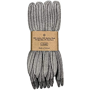 Yacht & Smith Wholesale Bulk Merino Wool Thermal Hiking Boot Socks, Mens Womans Kids (Mens/Assorted, 4) (Mens/Gray)