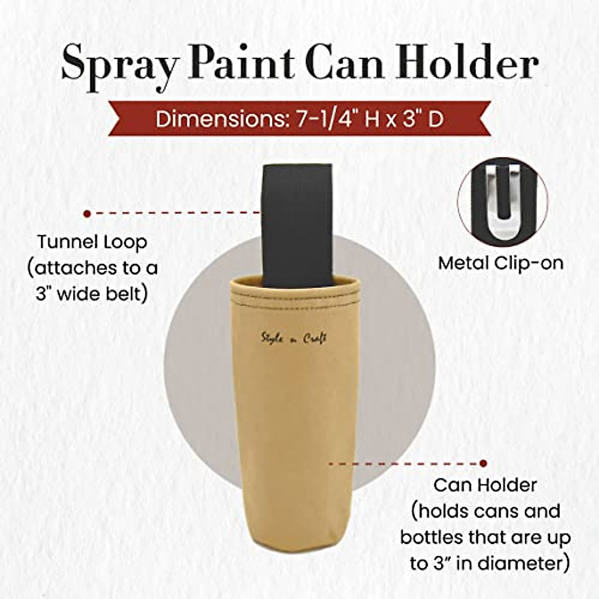 Style n Craft Spray Paint Can Holder, Heavy-Duty 600D Polyester Spray Paint Can Holder, Khaki and Black (76022)