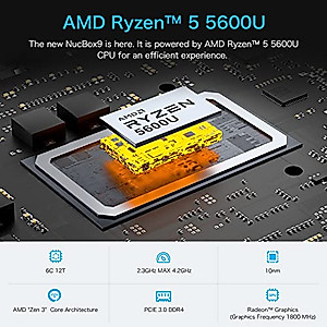 GMKtec Mini Gaming PC AMD Ryzen 5 5600U(6C/12T, 4.2 GHz), Mini Gaming Computer 16GB DDR4 512GB M.2 SSD Windows 11 Pro Desktop Computer, 4K Triple Displays BT5.2/WiFi 6