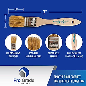 Pro Grade - Chip Paint Brushes - 24 Ea 1 Inch Chip Paint Brush Light Brown