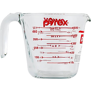 Pyrex Prepware 2-Cup Measuring Cup, Red Graphics, Clear