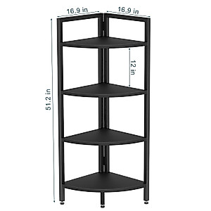 SAYGOER Corner Bookshelf 4 Tier Stand Corner Ladder Shelf Modern Storage Organizer Bookcase Industrial Display Rack Shelves for Small Space, Living Room,Home Kitchen,Office, Black