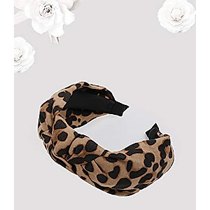Leopard Print Headband for Women Girls, Wide Knotted Bow Headbands Leopard Print Headband Cheetah Hairband Hair Accessories Head Band Wrap
