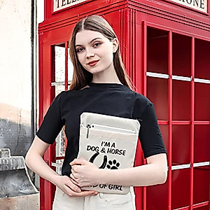 PLITI Dog Lover Book Sleeve Horse Lover Gift I'm A Dog and Horse Kind of Girl Paw Print Horseshoe Book Protector for Cowgirl (Dog Horse Girl BS)