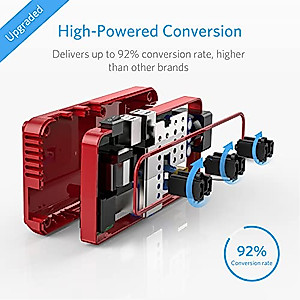 BESTEK Universal Travel Adapter 220V to 110V Voltage Converter with 6A 4-Port USB Charging and UK/AU/US/EU Worldwide Plug Adapter (Red)