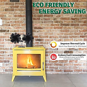 KIAADSY Dual Motors 8-Blade Wood Stove Fan，Heat Powered Stove Top Fan for Heater/Wood/Pellet/Log Burner/Fireplace, Upgrade Cocoon Fan, Efficiently Circulate Warm Air(with Bracket)