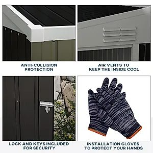 Outsunny 4' x 7.7' Metal Outdoor Storage Shed, Lean to Storage Shed, Garden Tool Storage House with Lockable Door and 2 Air Vents for Backyard, Patio, Lawn, Dark Gray