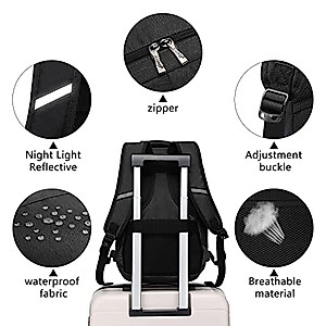 Kono Carry on Backpack, 16" Airplane Approved Under Seat Travel Backpack for Men and Women, Waterproof Lightweight Daypack for Flight 20L, Black