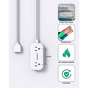 Addtam Universal Travel Adapter, Power Strip with International Plug Adapter, 2 AC Outlet and 2 USB Ports(1 USB-C PD 20W), Essentials for US EU UK AU White