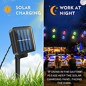 Techip Solar String Light 60LED Crystal Globe Solar Outdoor Lights with 8 Lighting Modes Waterproof Solar Globe Lights for Garden Tree Patio Party Christmas