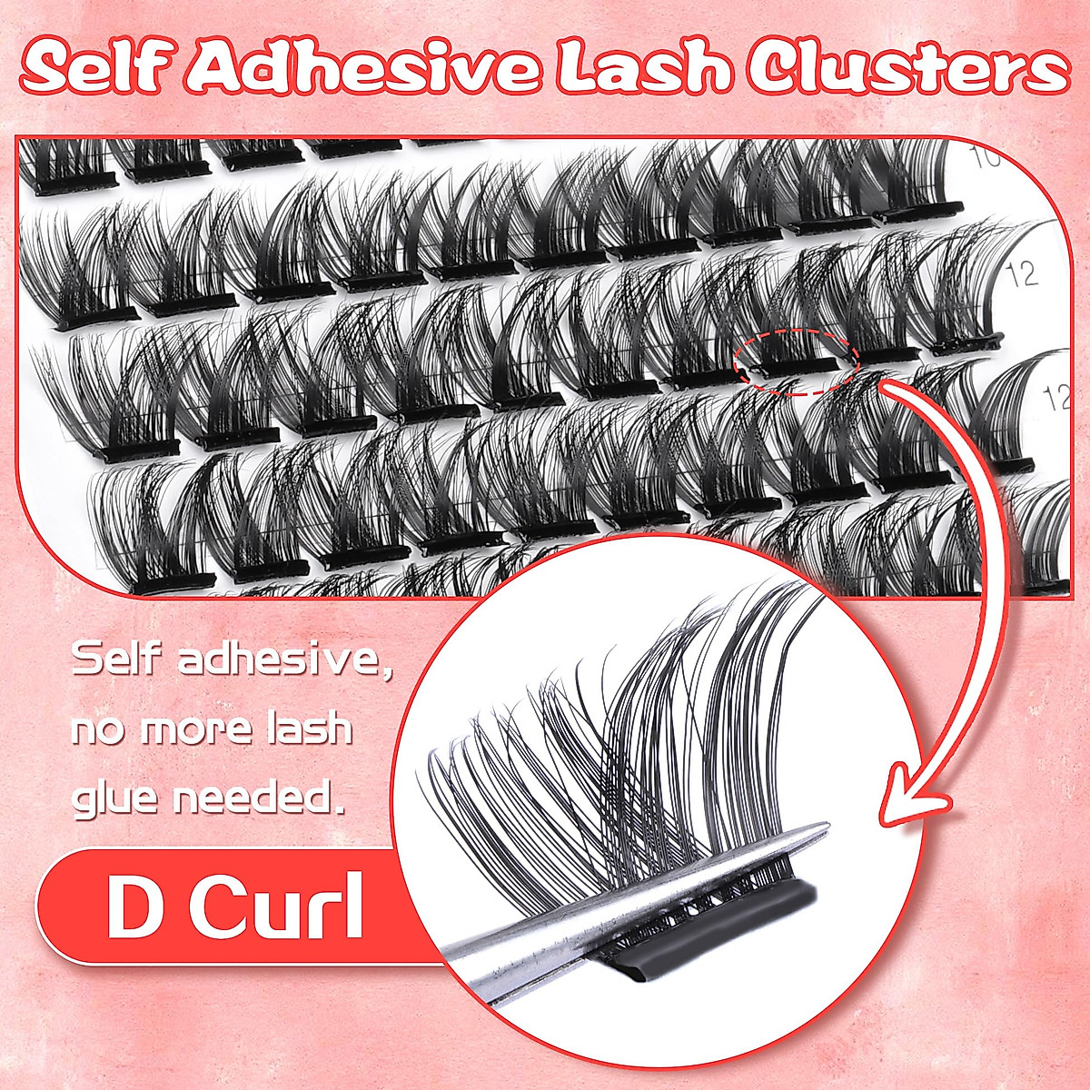 Self Adhesive Eyelashes, Lash Clusters Self Adhesive DIY Lash Extension 120 pcs Reusable Individual Lashes No Glue 8-16mm Mixed Length Press on Lashes Reusable Cluster Lashes Self Apply by EYDEVRO