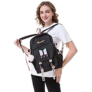 PMguangyin BTS Butter backpack jin jimin suga jungkook V suga bookbag for Girls, Black