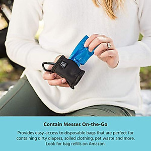 J.L. Childress Bag 'N Bags, Portable Fabric Duffel Dispenser and Waste Bag Refill, Easily Hooks to Stroller or Diaper Bag, Includes 30 Disposable Bags, Black