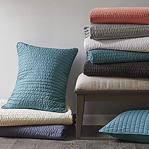 Madison Park Keaton Quilt Set-Casual Channel Stitching Design All Season, Lightweight Coverlet Bedspread Bedding, Shams, Twin/Twin XL(68"x90"), Stripe White, 2 Piece