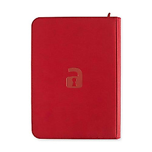 Vault X Premium Exo-Tec® Zip Binder - 9 Pocket Trading Card Album Folder - 360 Side Loading Pocket Binder for TCG (Red)