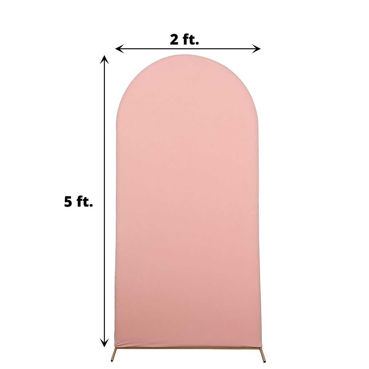 Efavormart 5ft Dusty Rose Spandex Fit Round Top Backdrop Frame Stand Cover, 2-Sided Wedding Arch Cover