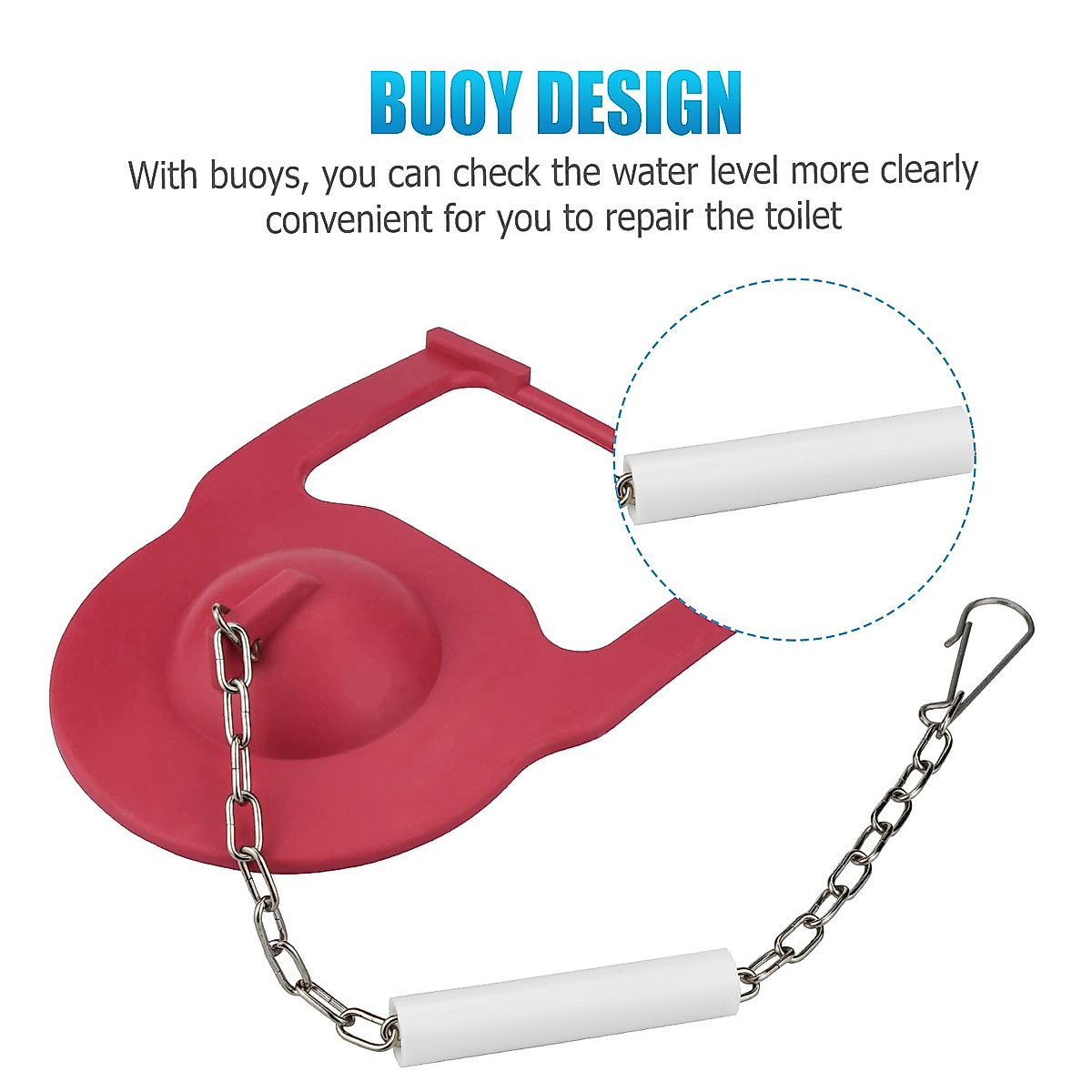 Kohler Toilet Flapper Replacement, 2 Pack Kohler Toilet Tank Parts Replaces Parts 84995 and 1000490 with Chain Hinges and 2 Plastic Buoys Ullnosoo for Water Saving Red