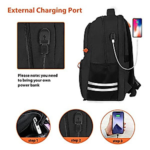Ytonet Gym Backpack For Men Women, Travel Sports Track Backpack With Shoe Compartment USB Charging Port, Large Water Resistant Workout Laptop Backpack College Bag Fit 15.6 Inch, Camping, Black