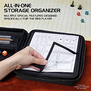 ENHANCE DnD Binder - Collector's Edition RPG Organizer Case with Built-in Character Sheet Holder and Erasable Scribe Panel, Dice Rolling Area, Removable Pen Pouch, Miniature Foam Tray (Dragon Black)