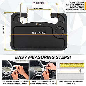 EcoNour 2 in 1 Car Steering Wheel Desk | Steering Wheel Tray for Laptop Car Mount with Pen Holder | Car Food Tray for Eating with Drinks Holder | Multipurpose Travel Car Accessories