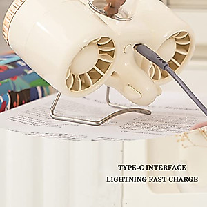 Mini Portable Fan, Dual Head with 3 Speeds Strong Wind, Personal USB Air Conditioner Humidifier Mini Cooling Fan 7 Colorful Nightlight for Home Travel,Office,and Camping, Outdoor(Beige)