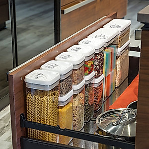 Felli Flip Tite Airtight Food Storage Container with Lid 4” Regular-L Lock Top Stackable Acrylic Kitchen Canister Jar for Pantry Cupboard Organizer Nuts Snack Cracker Pet Treats for Cat Dog (1.3 qt)