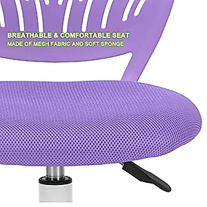 Geniqua Children Task Chair Lumbar Mid Back Adjustable Height Study Computer Chair with Mesh Seat Casters for Home Office, School, Purple