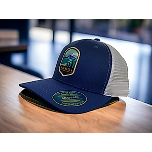 Denali Trucker Hat w/National Park Woven Patch (Navy/White)