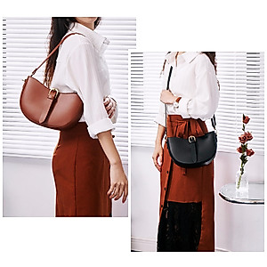 Vegan Leather Vintage Shoulder Bag For Women (Black)