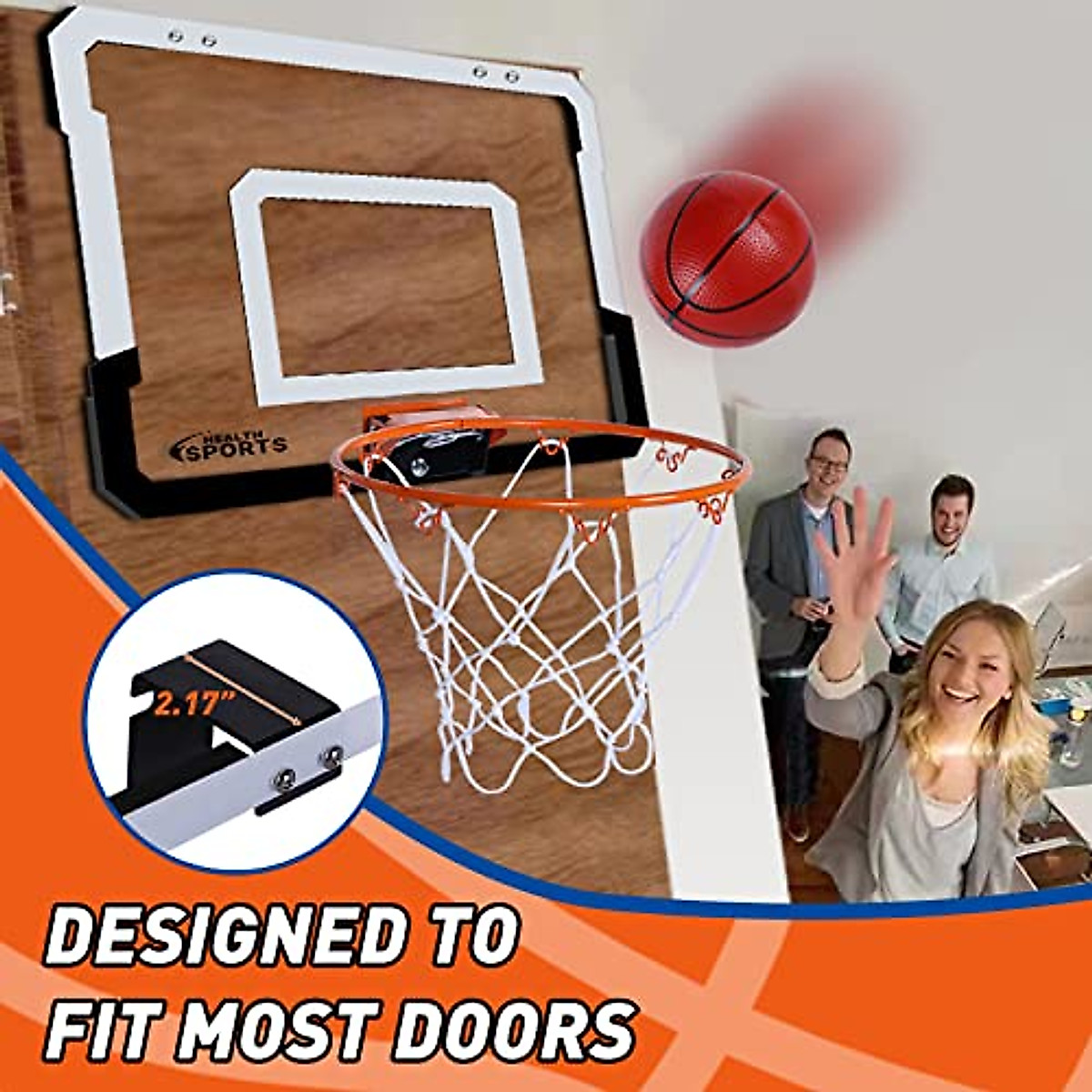 Xucutu Indoor Mini Basketball Hoop for Door - Foldable Over The Door Basketball Hoop Indoor for Kid with 4 Balls for Wall & Room Basketball Toy Gift for Boy Kids Teens