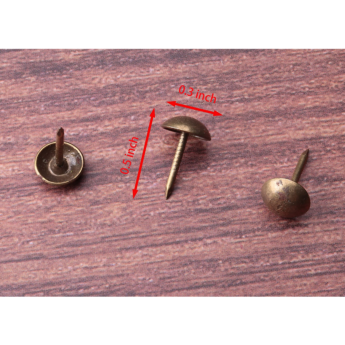 Sowaka 100 Pcs Antique Upholstery Nails Bronze Decorative Furniture Pins Kits Thumb Tacks Push Pins for Furniture Sofa Decorative Brass Nail Pins