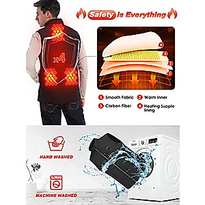 ECIFEE Men's Rechargeable Heated Windproof Lightweight Golf Vest Outerwear with Pockets, Softshell Vests with Battery for Running Hiking