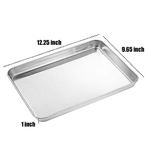 Baking Sheet Set of 2, Stainless Steel Baking Pans for Toaster Oven, Footek Cookie Baking Sheet 12.5L×10W×1H inch, Healthy & Superior Mirror Finish, Dishwasher Safe Baking Sheets
