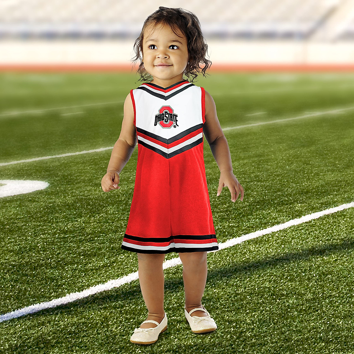 Little King NCAA Toddler/Youth Girls Team Cheer Jumper Dress-Ohio State-4T