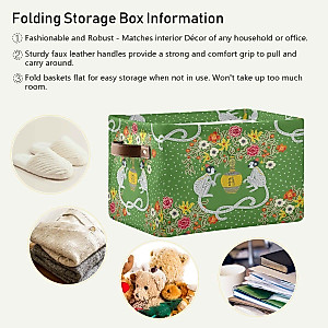 susiyo Large Foldable Storage Bin Tribal Elephants Storage Bins Collapsible Decorative Fabric Storage Baskets ,Green Chinoiserie Monkeys