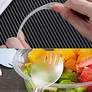 100PCS Disposable Sporks, Individually Wrappe Eco-Friendly Durable Plastic Spork, 2 in 1 Forks and Spoons Great for School Lunch, Picnics or Restaurant and Party Supply (Clear)