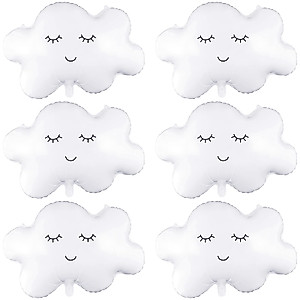 6 Pieces Cloud Balloons,White Cloud Foil Balloons,Cloud Balloons Baby Shower,Cute Cloud Shaped Balloons for Boys Girls Baby Shower Themed Party Birthday Party Wedding Decorations Supplies (Facecloud)