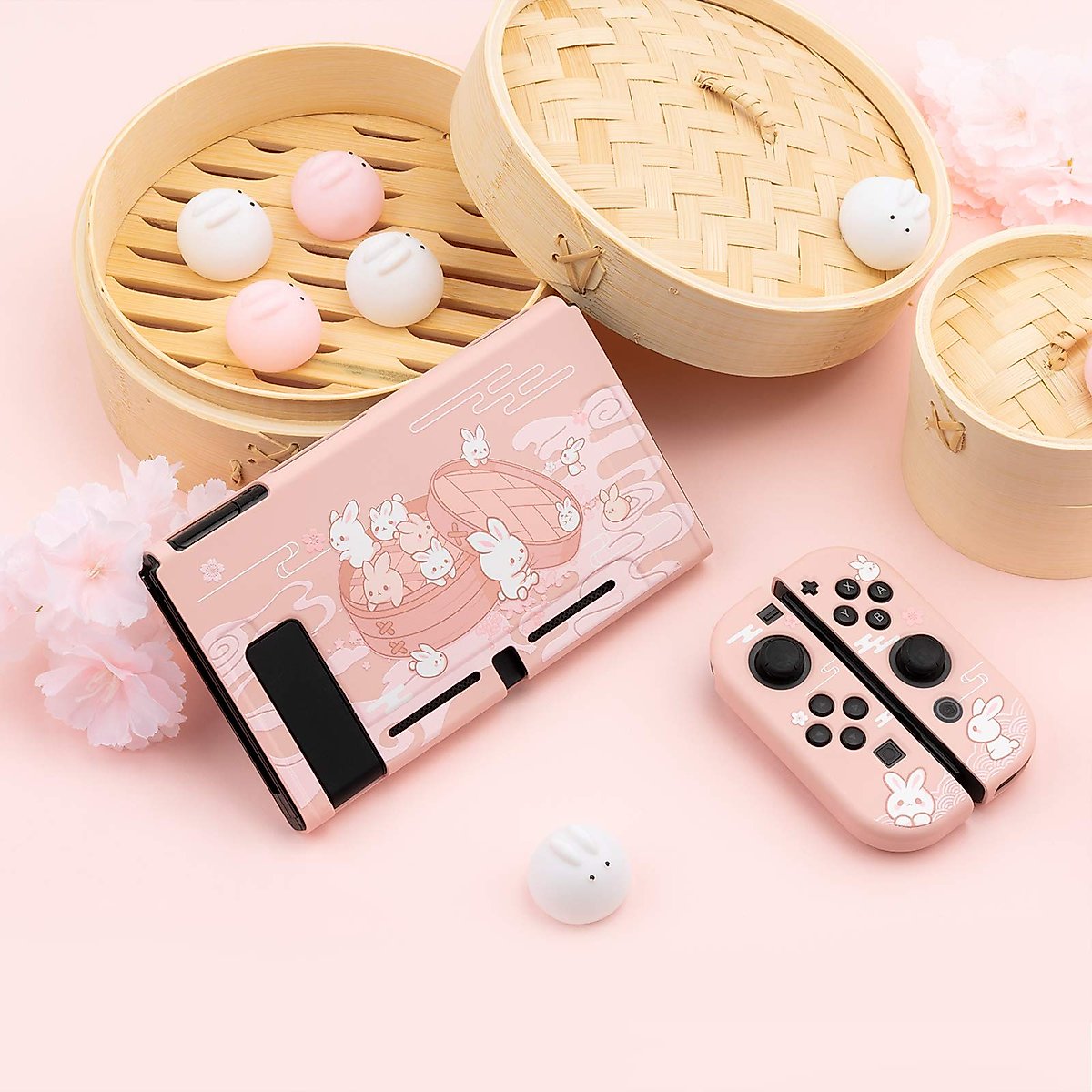 GeekShare Protective Case for Switch, Soft TPU Slim Case Cover Compatible with Nintendo Switch Console and Joy-Con (Steamed Bun Rabbit)