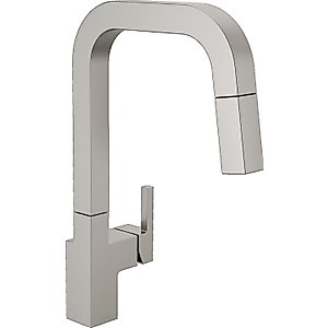 Delta Faucet Brushed Nickel Kitchen Faucet with Pull Down Sprayer, ADA Compliant, Dual Function Wand, Magnetic Docking Spray Head, Spotshield Stainless Steel, 19825LF-SP