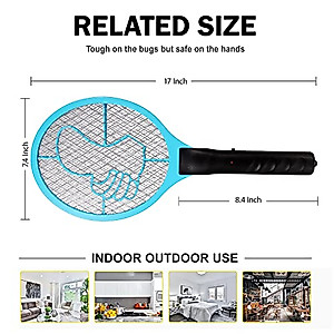 Bug Zapper! 3000 Volts Fly Racket Swatter Electric Mosquito Killer for Indoor and Outdoor, 3 Safe Layer Fly Moth Insect Killer,2AA Batteries Not Included （Circular）