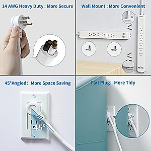 Extension Cord 25 ft, Power Strip Long Cord, NTONPOWER Heavy Duty Surge Protector Power Strip, 6 Outlet 2 USB,1875W / 15A Circuit Breaker, 1080 Joules, Wall Mount for Office Garage Kitchen Workbench