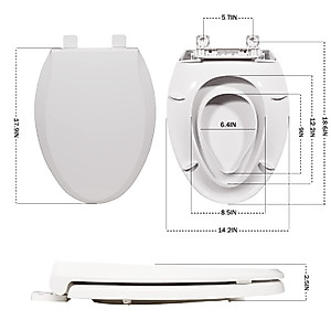 Elongated Toilet Seat with Built in Potty Training Seat with Cover,Durable Plastic, White, Replacement Toilet Seats