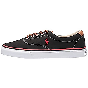 POLO RALPH LAUREN Men's Keaton-Pony Sneaker, Black/RL 2000 RED PP, 13