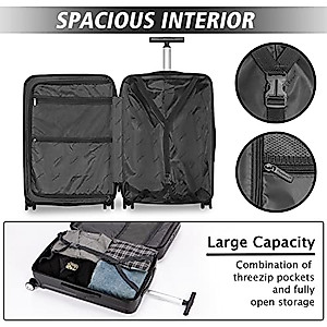 GigabitBest 24 Inch Carry On Luggage with Wheels PC+ABS Hardside Suitcase Spinner Trolley with Built-in TSA Lock, Black