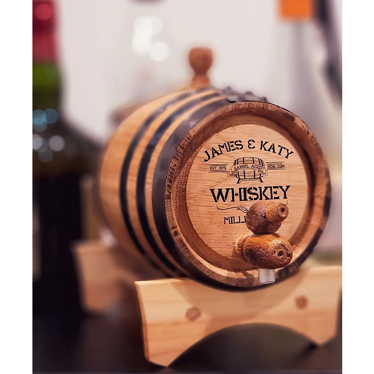 Personalized American Oak Barrel - Fully Customizable | Age your own beverage | Spirit Aging Barrel | Age you Wine, Whiskey, Beer, Tequila, Bourbon, Rum and more (1 Liter)