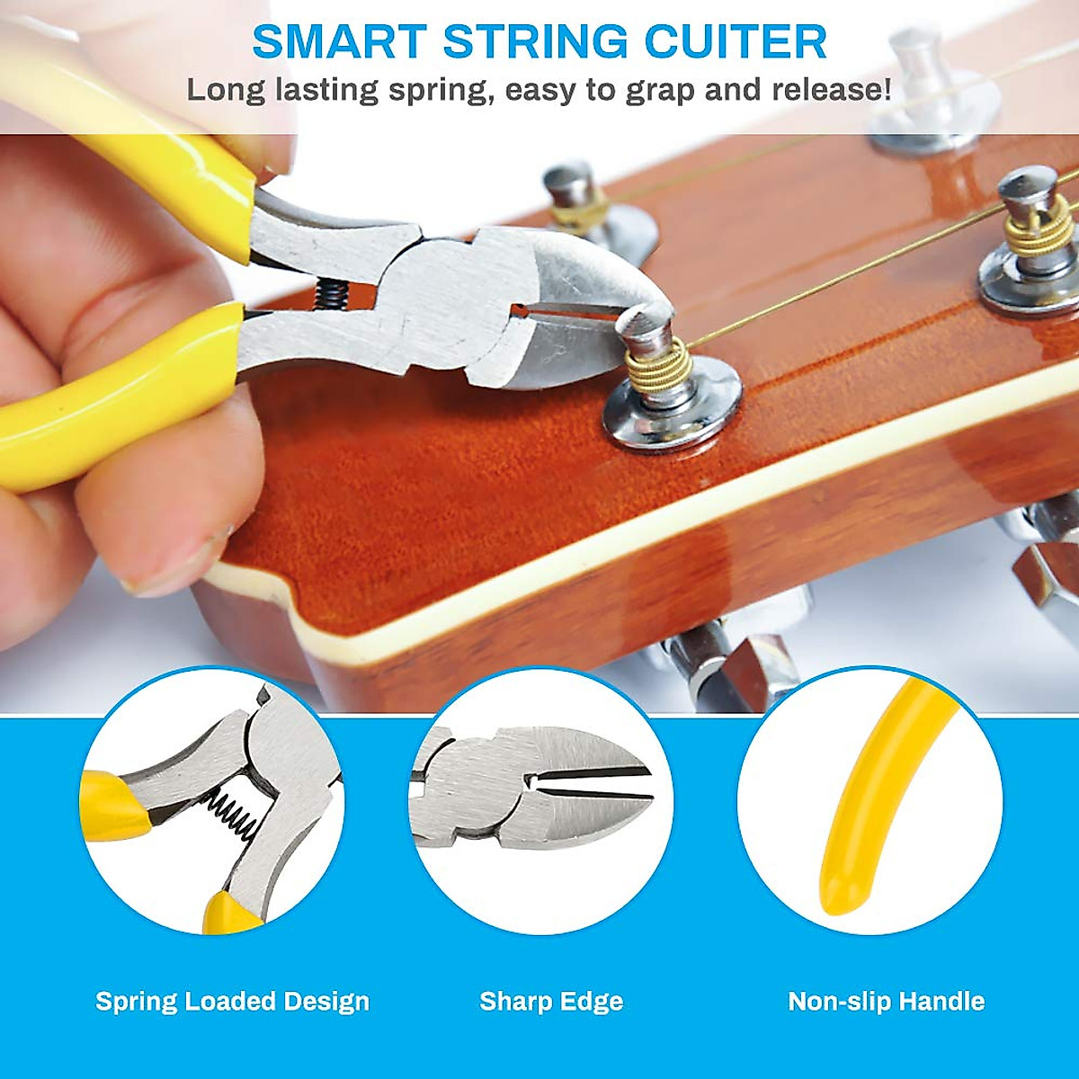Number-one Guitar Repair Tool Kit 26Pcs Guitar Maintenance Kit with Wire Plier String Organizer Fingerboard Protector Hex Wrenches Files String Action Ruler Spanner Wrench for Guitar Ukulele Banjo