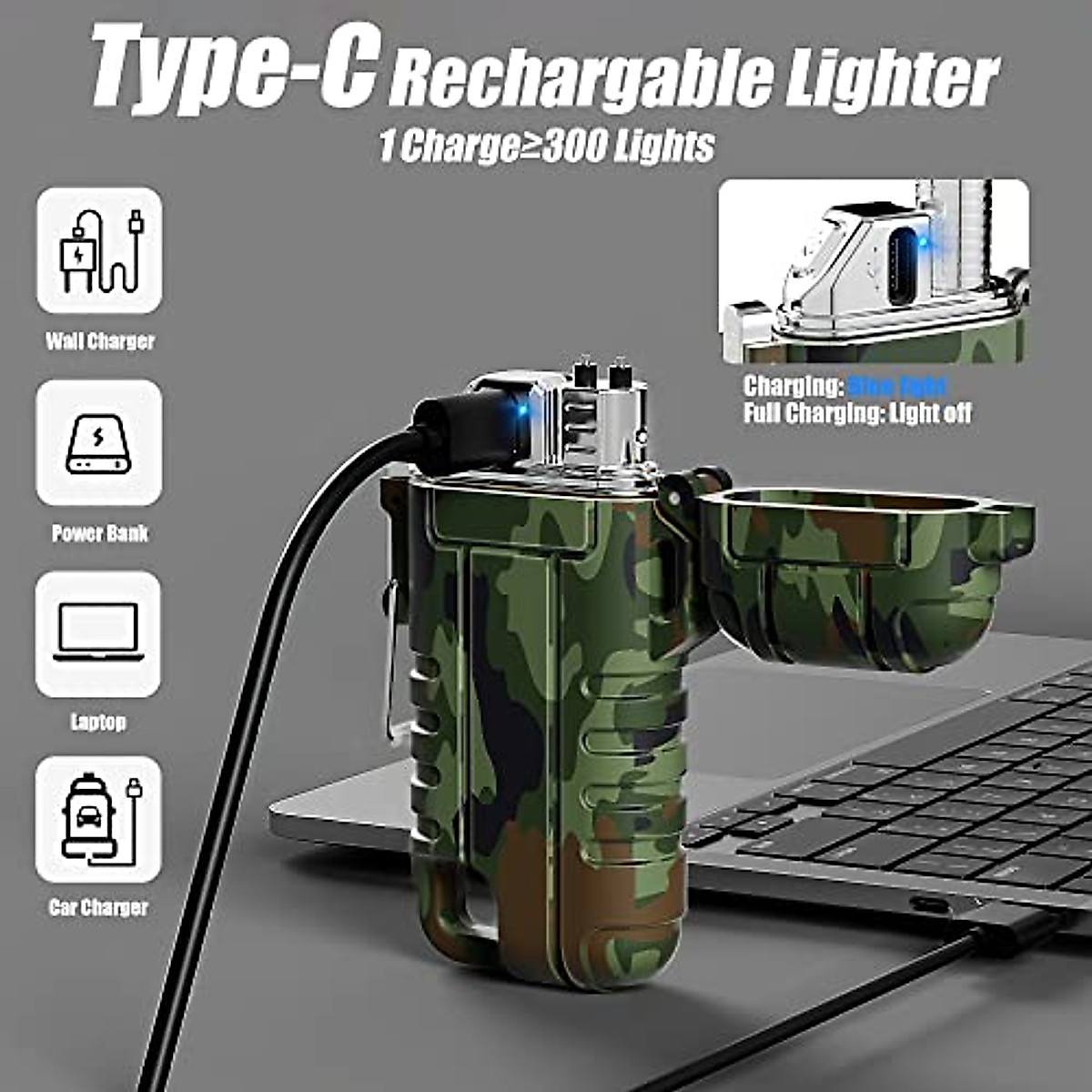 Bistfy Electric 360 Flexible Rechargeable USB Lighter, Type C Arc Plasma Windproof and Waterproof Flameless Grill Lighter for Candle Aromatherapy Camping BBQ Gas Stove